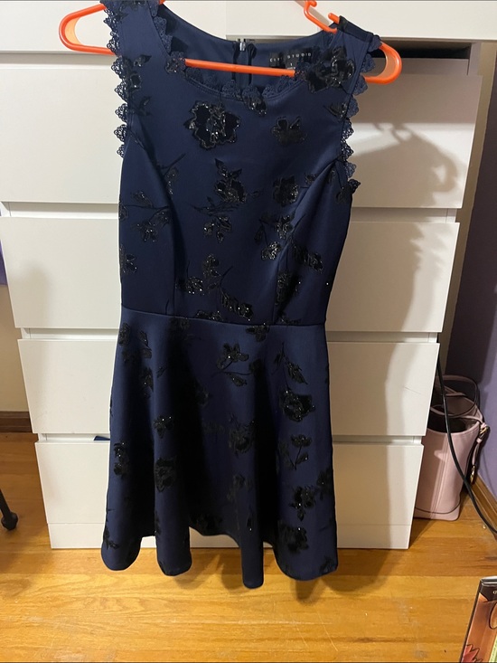 City Studio | Dresses | City Studio Navy Dress With Black Sequin Floral ...